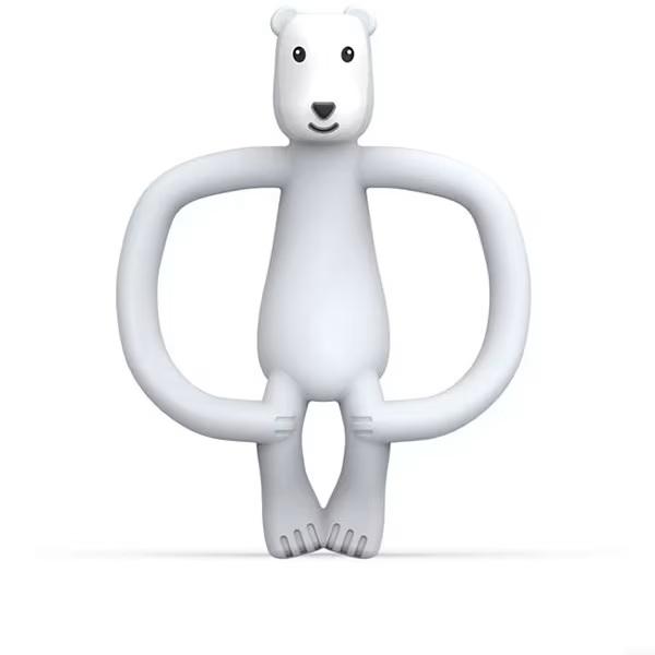 はじめてのマイブーム！ イギリス生まれのユニークフェイスなシリコーン歯がため！ムズムズ歯茎の赤ちゃんに心強いお友だちを。アニマルの頭は赤ちゃんが噛みたくなる凹凸付きで、両腕がのど突きを防止しながら歯の生え始めのむずがゆさを刺激します。