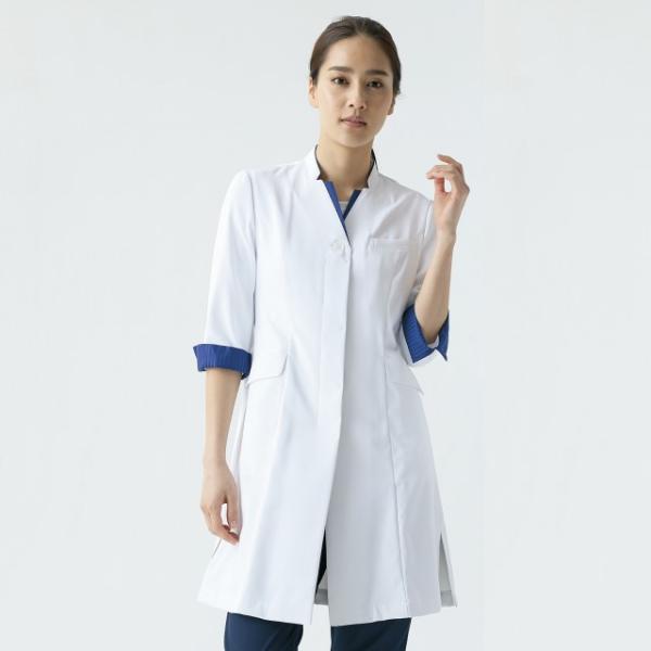 医療用 薬剤師 教師 医師 女医 薬局 医者 ドクター レディース レディス ドクターコート 白衣 おしゃれ<br><br>71-139 住商モンブラン 診察衣 シングルボタン 七分袖 女性用 丈短め ショート丈 制...
