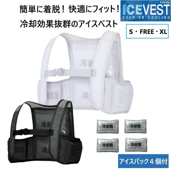 カンタン着脱で体にフィット！快適冷感でパフォーマンスアップ。体型に合わせてサイズをお選びいただけます。・着用は簡単ポケットに冷却面に注意してアイスパックをセットします。・快適なフィット感羽織る様にして着用します。パワーメッシュ素材で良く伸び...