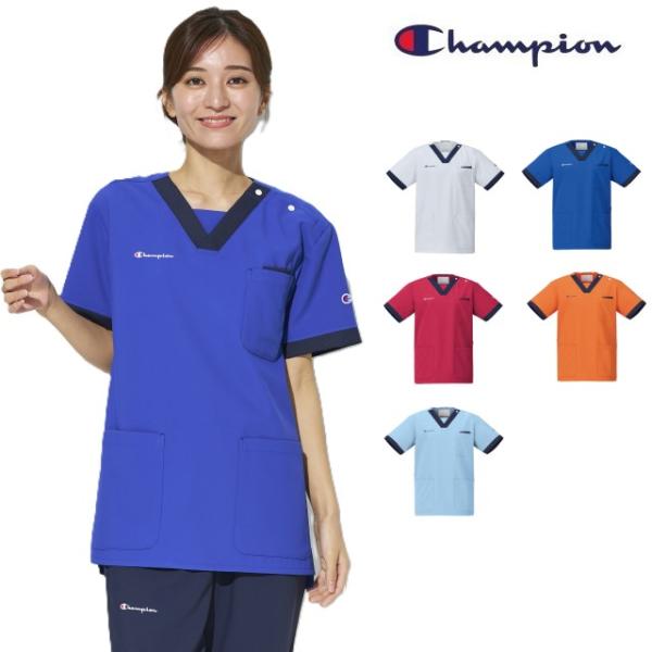 襟元に胸当て付きデザインでかがんでも中が見えにくい安心設計。ネイビーの配色やカラースナップボタンがデザインのアクセントになっています。右前のチャンピオンのスクリプトロゴ刺繍、左袖のCロゴワッペンが、チャンピオンらしいカラーを一層引き立て、全...