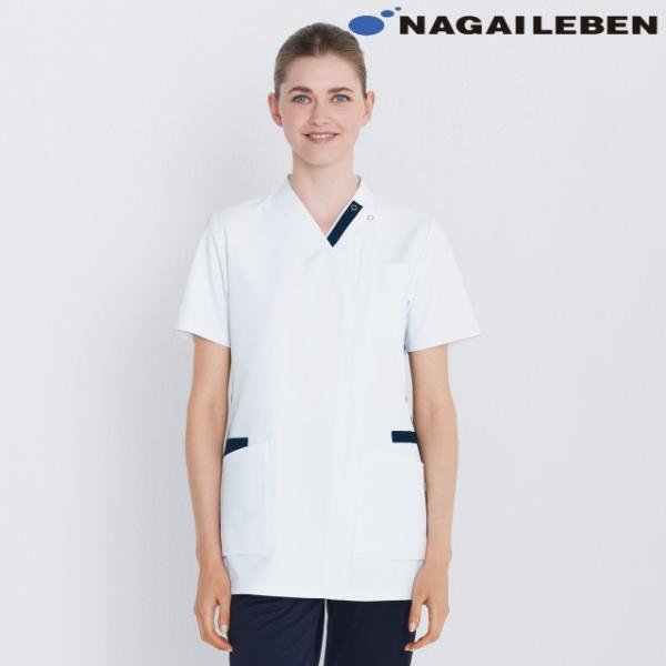 アシンメトリーな衿配色のシンプルな男女兼用スクラブ。左腰にペンなどを掛けられる3連ループや、底にマチを付け容量を大きくした両腰ポケットが機能性を高めています。ストレッチ性が高く軽い素材を採用し快適な着心地を実現しています。●品番：JW-14...