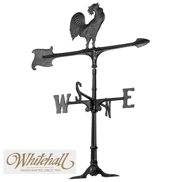 風見鶏　30インチ■カラー : サテンブラック（黒）■オーナメント（風見マスコット）+標準マスト（方位と支柱）+スタンドのセットです■スチール製オーナメント（特殊な耐候性塗料で塗装されています。）■標準的な大きさの30インチ風見鶏です。どん...