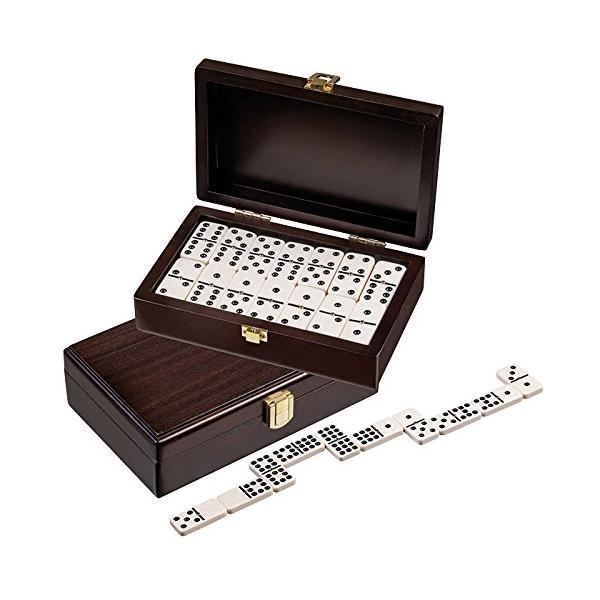 「商品情報」A double 9 dominoes set from Philos. Presented in a smart wooden case, the set comprises good quality dominoes, wh...