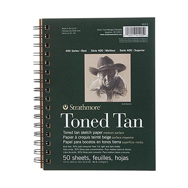 「商品情報」説明Strathmore-Toned Sketch Spiral Paper Pad: Tan. Ideal for pattern drawing and meditative art, these affordable, p...