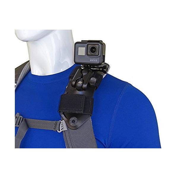 商品説明パックマウントを、バックパックやハイドレーションパックのショルダーストラップ取り付ければ、安定で、快適なカメラのマウントポイントになります。<br>あなたの肩の上に、またはあなたの胸の下に、左または右側にカメラを高く装着...