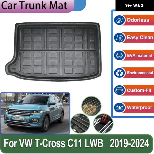 フォルクスワーゲン VW T-CROSS アクセサリー C11 R-LINE LWB 2019~2024 車用リア トランク マット EVA パッド 防水 カーアクセサリー カスタムパーツ アクセサリー 交換用部品Hign-concerne...