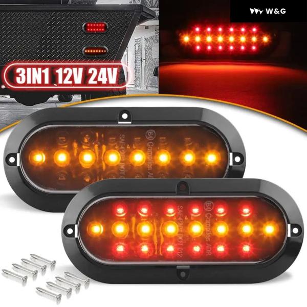 スモーク 3IN1 LED テールライト レッド イエロー シーケンシャルウィンカー ブレーキ ストップランプ DRL 大型 トラック SEMGO トレーラー ATV 12V 24V カスタムパーツ アクセサリー 交換用部品Hign-con...