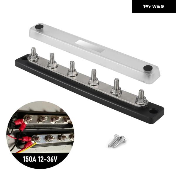 ブラック配電ブロック カバー ミニ 6 X 1/4インチ スタッド バスバー ターミナルブロック 最大 150A 36V DC 自動車 車 船舶 カスタム パーツ アクセサリーHign-concerned Chemical:NoneItem...