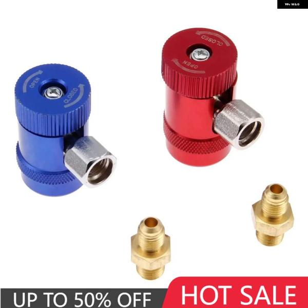 クイックカプラオートコネクタアダプタAC充電フィッティングセット 1/4インチオスポート エアコン コネクタ ツール付き カスタム パーツ アクセサリーHigh-concerned chemical:NoneSize:Freon R1234...