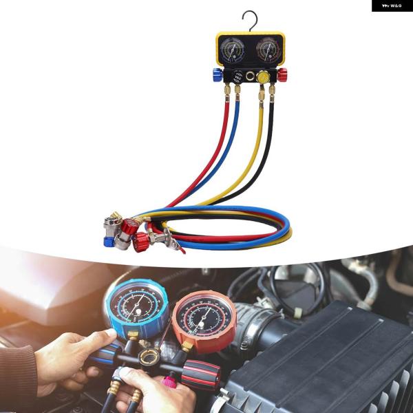 HVACゲージとホース 4ウェイ真鍮 マニホールド ゲージセット 交換用 R410A R32 R134A R22 冷媒 カスタム パーツ アクセサリーHigh-concerned chemical:NoneSpecial Features:...