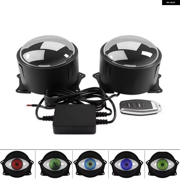 ダイナミックLED 車用 ヘッドライト アセンブリ 2IN1 デビルアイデコレーション フォグランプ ライト リモート コントロール オートレトロ 12-36VHigh-concerned chemical:NoneVoltage:12 V...