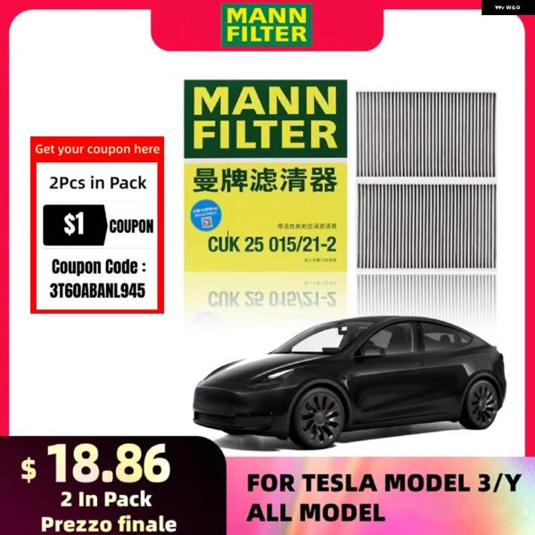 テスラ モデル3 モデルY EV マン フィルター CUK25015/21-2 2個 内蔵キャビン フィルター 1107681-00-A 1107681-00-B カスタム パーツ アクセサリーHigh-concerned chemical...