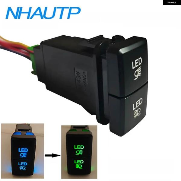 1個 5線式デュアル ボタン カー フォグランプ スイッチ トヨタ FJ/ランドクルーザー プラド タコマ ブルーグリーン LED 12V カスタム パーツ アクセサリーHigh-concerned chemical:NoneSwitch ...