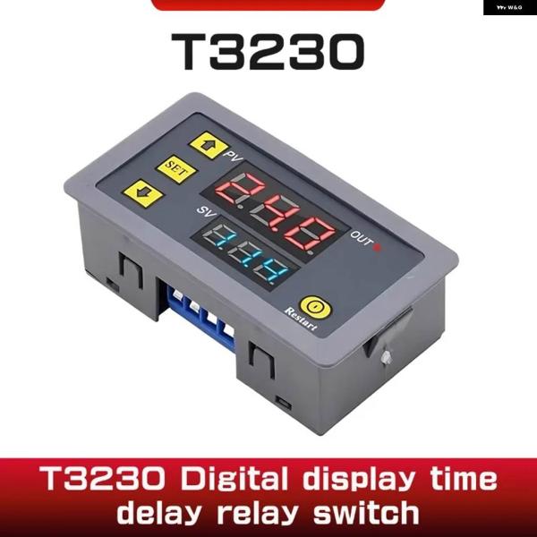 T3230 220V/24V/12V デジタルタイムディレイリレー デュアルLED ディスプレイ サイクルタイマー 制御 スイッチ タイミングリレータイムディレイスイッチ カスタム パーツ アクセサリーEU LVD Voltage:Low ...