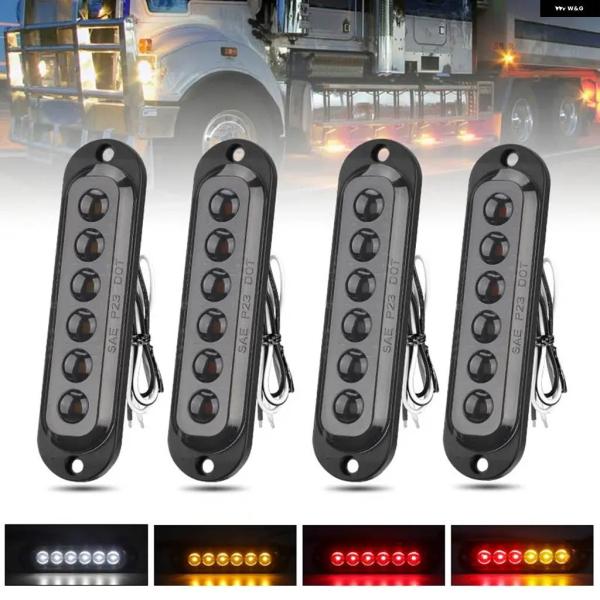 2/10個 LED サイド マーカーライト 6LED インジケーター クリアランスライト LED シグナルハザードランプ トレーラー トラック キャラバン RV バン 12V-24V カスタム パーツ アクセサリーHigh-concerne...