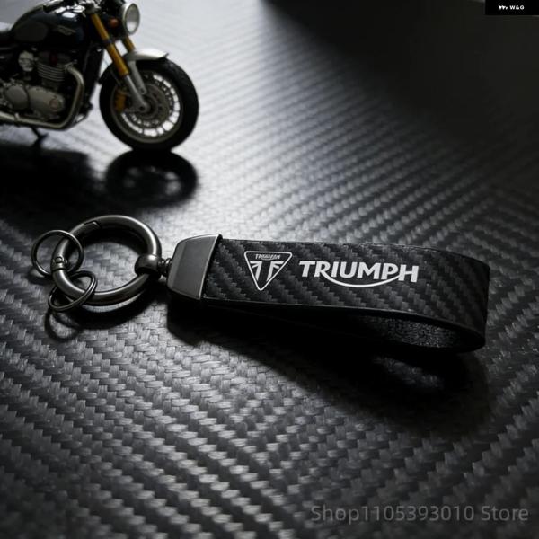 For TRIUMPH DAYTONA 675/675 Trident 660 Tiger 900 1050 Triple 675 1050 Motorcycle Keychain Metal Carbon Fiber Leather Ke...