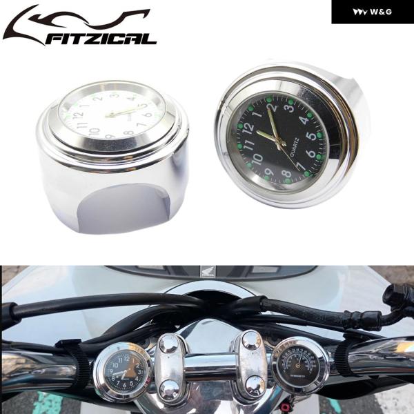 汎用 防水 オートバイ バイク ハンドルバー マウント クォーツ時計 ブラック/クローム ハーレー ツーリング ダイナ スポーツスター ソフテイル ファットボーイ カスタムパーツ アクセサリー 交換用部品Protective parts:I...