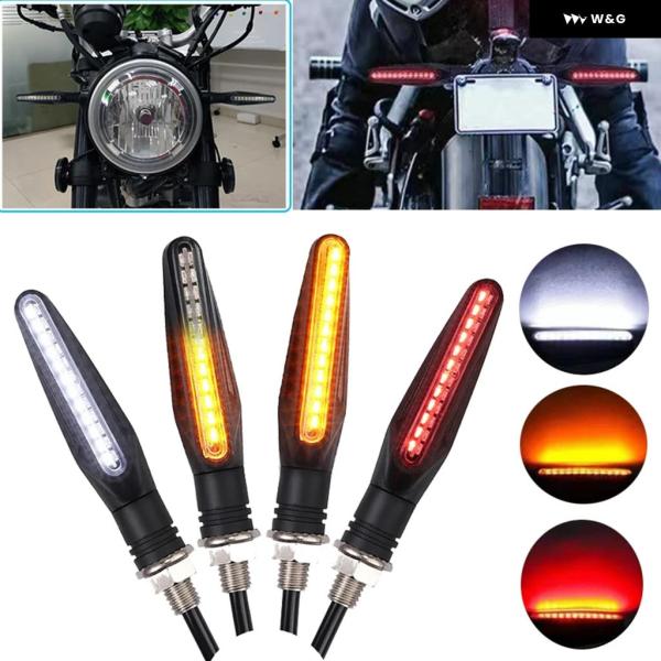 24LED オートバイ バイク LED ウィンカーライト ホワイト レッド アンバー 流れる インジケーター フロント リアライト フラッシャー ウインカー ダート オートバイ バイク スポーツ カスタムパーツ アクセサリー 交換用部品Ba...