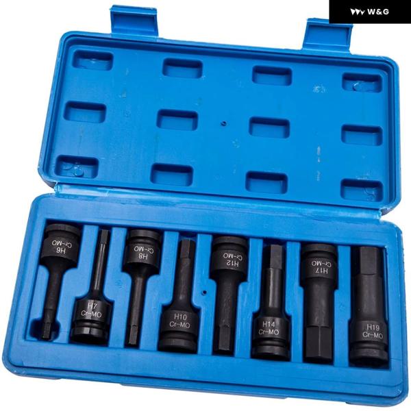8個ドライブインパクト六角六角レンチソケット アダプター メトリック5MM-19MMツールセットH5 - H6 - H8 - H10 - H12 - H14 - H17 - H19 カスタム パーツ アクセサリーHign-concerned...