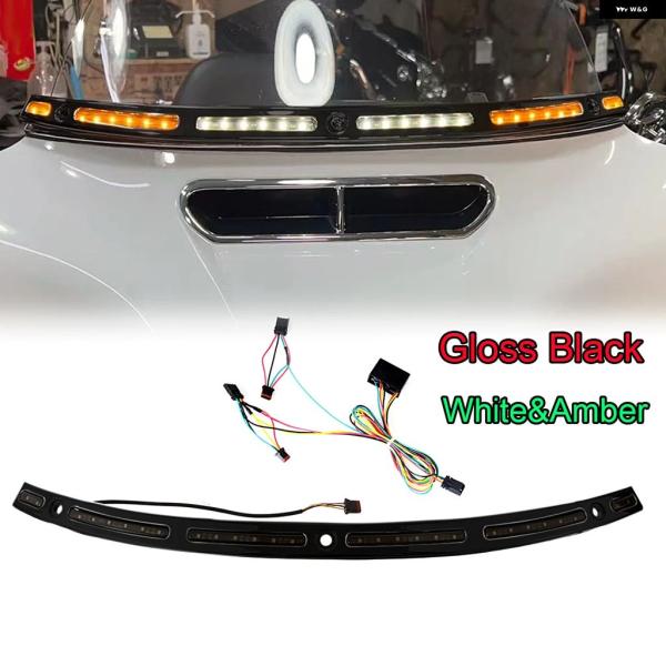 LEDクロームグロスブラックホワイト アンバー ウインドシールド トリム ハーレー ツーリングストリートグライド FLHX 2014-2023 カスタム パーツ アクセサリーHign-concerned Chemical:NoneItem ...