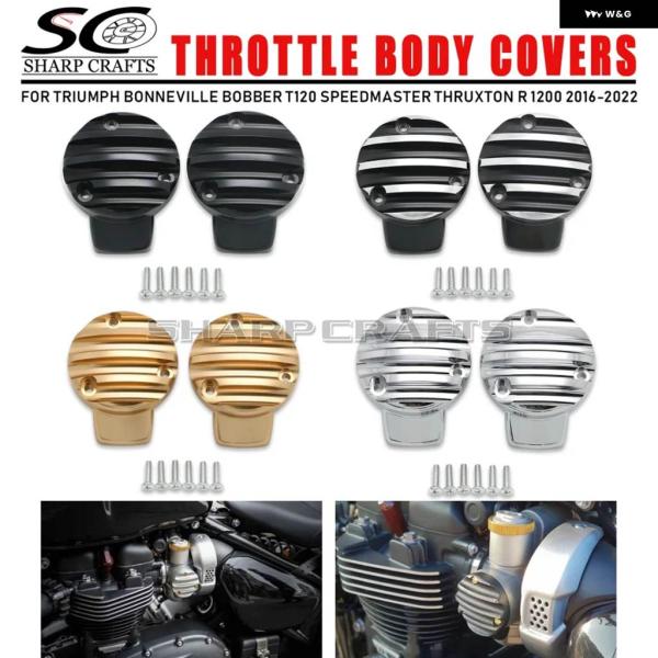 リブ付き スロットルボディ カバー キット トライアンフ BONNEVILLE T120 THRUXTON 1200 R 16-2022 SPEEDMASTER 2018-2022 ブラック 2017-2022 カスタム パーツ アクセサリ...
