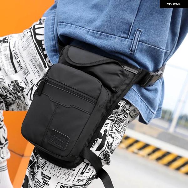 メンズナイロンバッグ バイク ライディング ドロップレッグバッグ カジュアルショルダークロスボディ 太もも 男性ヒップベルト ウエストバッグ カスタム パーツ アクセサリーHigh-concerned chemical:NoneSpecia...