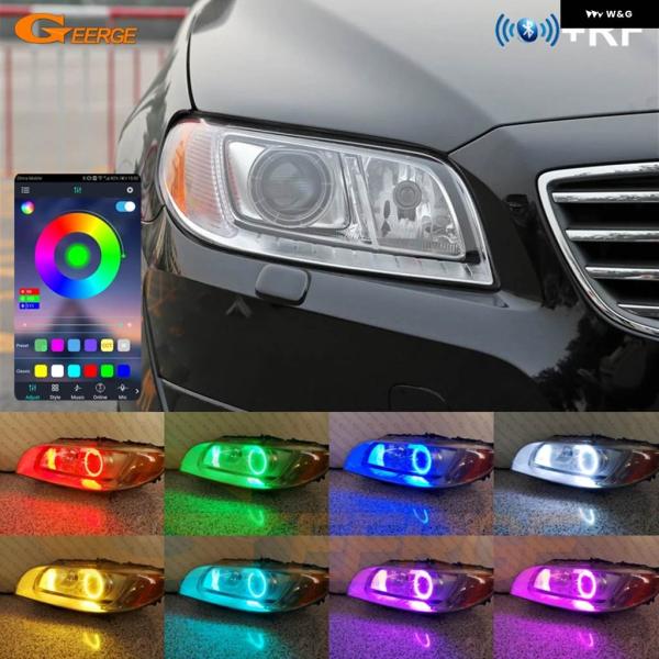 ボルボ S80 V70 XC70 キセノンヘッドライト BTアプリ RFリモートコントロール マルチカラーウルトラRGB LEDエンジェルアイキット ハローリング カスタム パーツ アクセサリーHigh-concerned chemical...