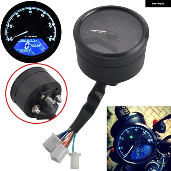 ブラック バイク スピードメーター オドメーター テクメーター ゲージ デュアルスピード LCD デジタル 多機能 2〜4 気筒 カスタム パーツ アクセサリーHigh-concerned chemical:NoneSpecial Feat...