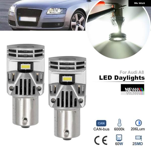 AUDI A8 D3 4E2 4E8 2002 2003 04 05 06 07 08 BA15S 1156 P21W LED デイタイムランニングライトバルブ CANBUS デコード DRLS カーヘッドランプ カスタム パーツ アクセサ...