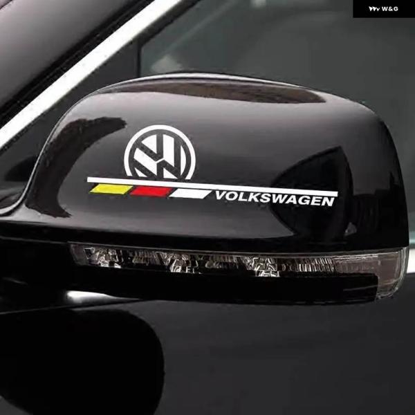 フォルクスワーゲン ゴルフ 4 5 6 7 8 パサート ティグアン ベットル ジェッタ用 2枚 車ミラー 反射 デカール 防水 ステッカー カスタム パーツ アクセサリーHigh-concerned chemical:NoneSticke...