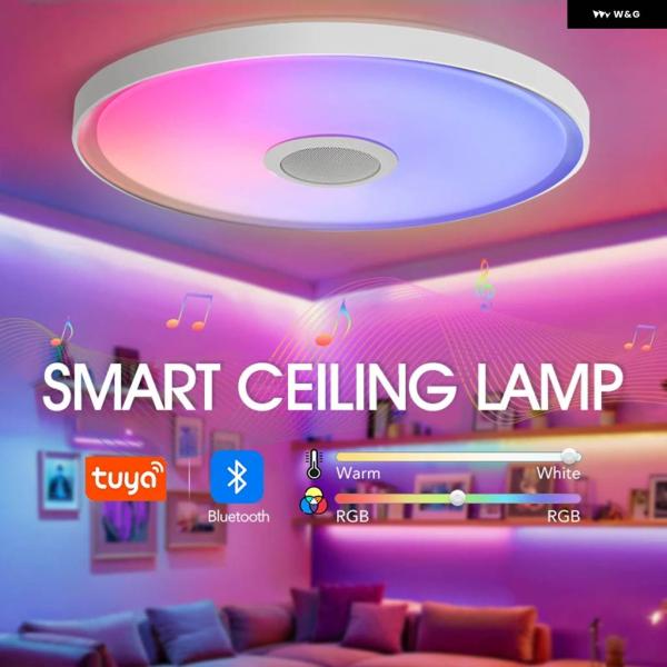 LEDスマートシーリングランプ アプリ リモコン 調光 RGB+CW ソフトライト ホーム インテリア デコレーション 音楽 ムードライト スピーカー カスタム パーツ アクセサリーHigh-concerned chemical:NoneI...