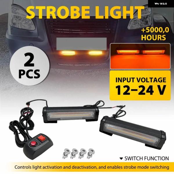 2個 LEDストロボフラッシュライトランプバー アンバー ハザードフラッシュライト オートバイ トラック バス 12-24V スーパーカー用 カスタム パーツ アクセサリーHigh-concerned chemical:NoneFor Ve...