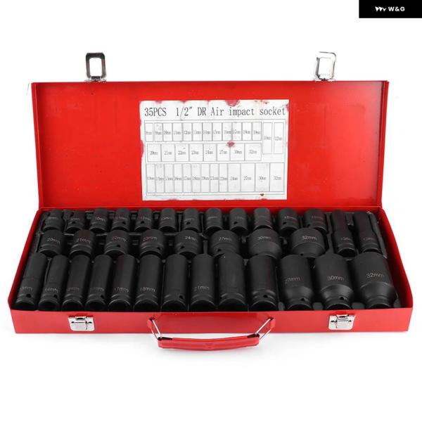 35ピース六角ビットソケットスリーブセットメートル 法ディープインパクト 1/2インチドライブラチェット用 6ポイントチップワークツール カスタム パーツ アクセサリーHigh-concerned chemical:NoneBrand Na...