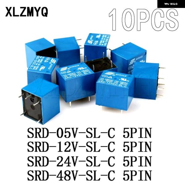 10個 リレー SRD-05VDC-SL-C SRD-12VDC-SL-C SRD-24VDC-SL-C SRD-48VDC-SL-C DC 5V 12V 24V 48V SRD - 250VAC 10A 5ピン パワーリレー カスタム パ...