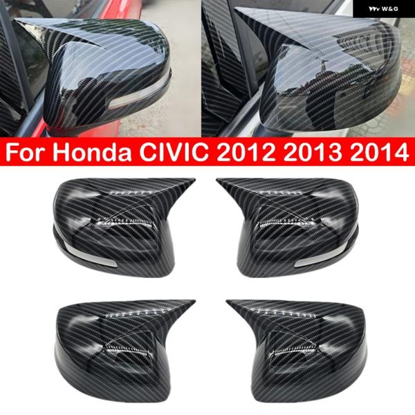 ホンダ シビック 2012 2013 2014 車用サイドミラー カバー ウィングキャップ エクステリア ステッカー リアビューケース トリム カーボン カスタム パーツ アクセサリーHigh-concerned chemical:None...