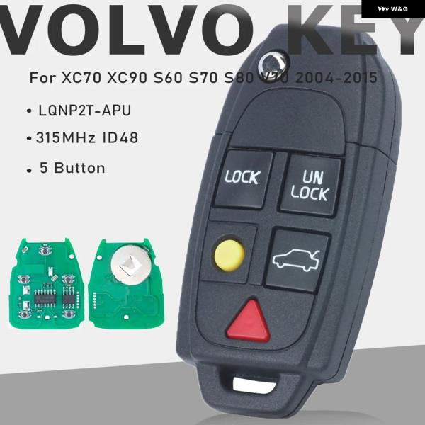 LQNP2T-APU 5 ボタン リモートキー キーレス 315MHZ ID48 チップフォブ VOLVO XC70 XC90 S60 S70 S80 V70 2004-2015 カスタム パーツ アクセサリーHigh-concerned ...
