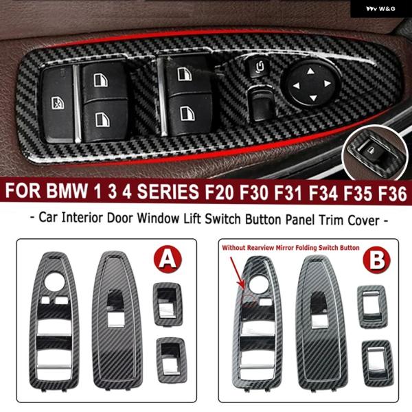 BMW 1 3 4 シリーズ F20 F30 F31 F34 F35 F36 インテリア ドアカーボンウィンドウレギュレータースイッチ パネル トリム カバー カスタム パーツ アクセサリーHigh-concerned chemical:N...