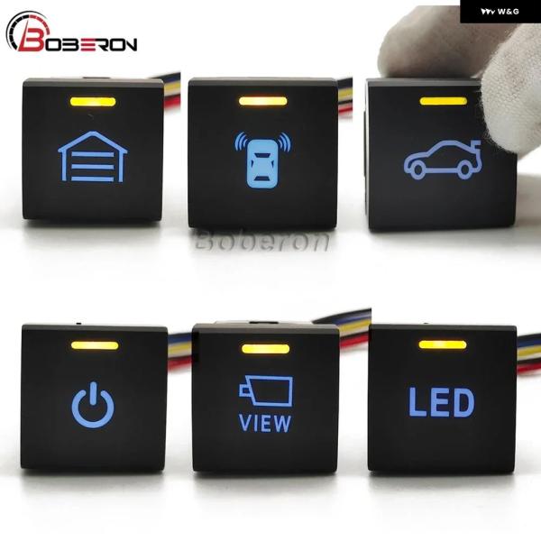 1個 車用 LED ライト 電源オン/オフ カメラ ビュー トランク スイッチ ボタン トヨタ カムリ V70 2018 RAV4 カローラ アルティス 2019 プラド 150 2020 カスタム パーツ アクセサリーHigh-conce...