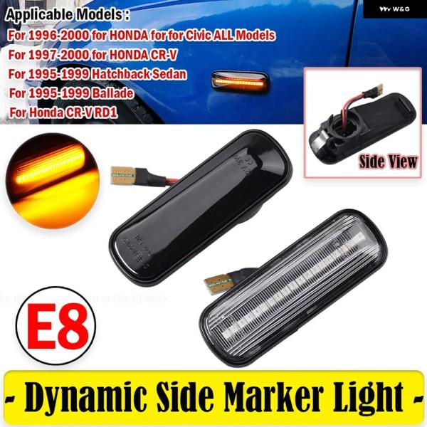 2個 ダイナミック LED サイド マーカーライト ウィンカー インジケーター 車 ホンダ シビック EK2/3/4 ドアバラード CRV プレリュード 95-99 カスタム パーツ アクセサリーHigh-concerned chemica...