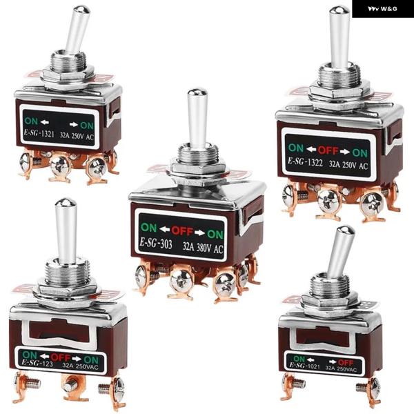 セルフリセット/セルフロック式ロッカースイッチ 2/3/4/6/8/9/12ピン 銅ピン トグルスイッチ 高電流 32A 250VAC 電源 ボタン スイッチ カスタム パーツ アクセサリーHigh-concerned chemical:N...