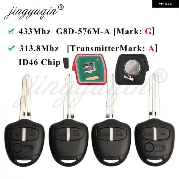 433/313.8MHZ リモートカーキーフォブ 三菱 ASX LANCER X OUTLANDER 2006-2014 G8D-576M-A ID46 チップ MIT8/MIT11 ブレード カスタム パーツ アクセサリーHigh-con...