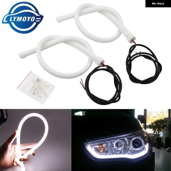 2個 LED ライトストリップ 30/45/60CM LED デイタイム ランニングライト 車用シグナルライト ヘッドライト 装飾 ライトストリップ インジケーター ライト カスタム パーツ アクセサリーFor Vehicle Brands...