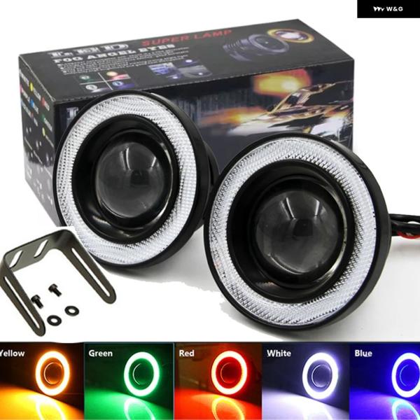 2.5インチ エンジェルアイ ハローリング 12V カスタム車用 LED フォグライト ヘッドライト バルブ プロジェクター LED COB DRL LADA オフロード カスタム パーツ アクセサリーHigh-concerned chem...
