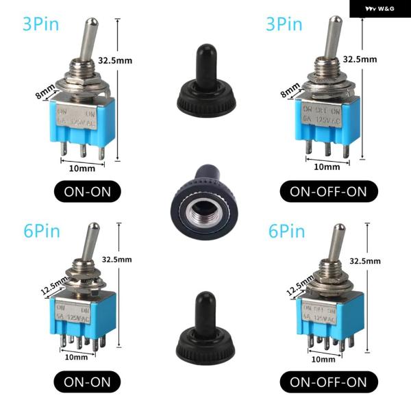 トグルスイッチ ON-OFF-ON / ON-ON 3/6ピン MTS-102 103 202 203 125V/6A 250V/3A 電源 ボタン スイッチ カスタム パーツ アクセサリーHigh-concerned chemical:N...