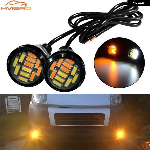 23MM 4014 12SMD イーグルアイ ウィンカー ホワイト イエロー デイライト 防水 DRL フォグランプ ランニングライト スポット バックアップ カーモーター LED カスタム パーツ アクセサリーOEM number:11B...