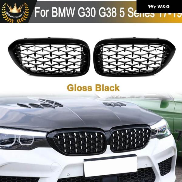 フロント バンパー キドニー グリル レーシングセンター グリル BMW 5シリーズ G30 G31 520I 530E 540I 2017 2018 2019 ダイヤモンド スタイル カスタムパーツ アクセサリー 交換用部品Hign-co...