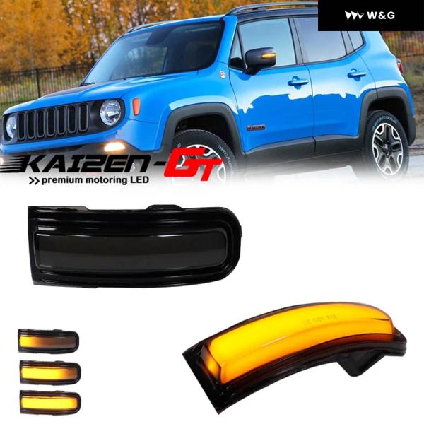 CANバス スモークレンズ シーケンシャル アンバー LED カーフロントサイドビューミラー シグナルライト 2015-2022 ジープ レネゲード ウィンカーライト カスタムパーツ アクセサリーHign-concerned Chemica...