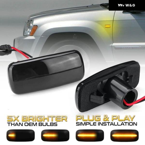 スモークダイナミック LED サイドマーカー ウィンカーライト ジープ コンパス グランド チェロキー クライスラー 200 300C ダッジ アベンジャー ランチアフラビア カスタム パーツ アクセサリーFor Vehicle Brand...
