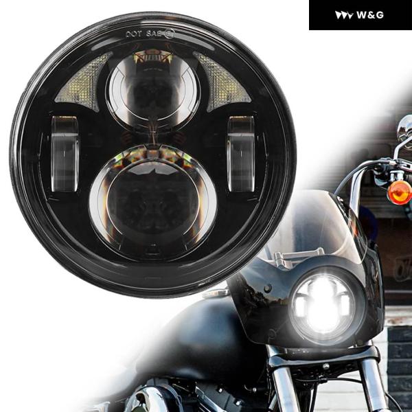 ブラック 5.75インチ オートバイ バイク ヘッドライト トライアンフ ROCKET III 3速トリプル STREET TRIPLE 5-3/4インチ DRL ヘッドランプ ハーレー ヤマハ カスタム パーツ アクセサリーHign-co...