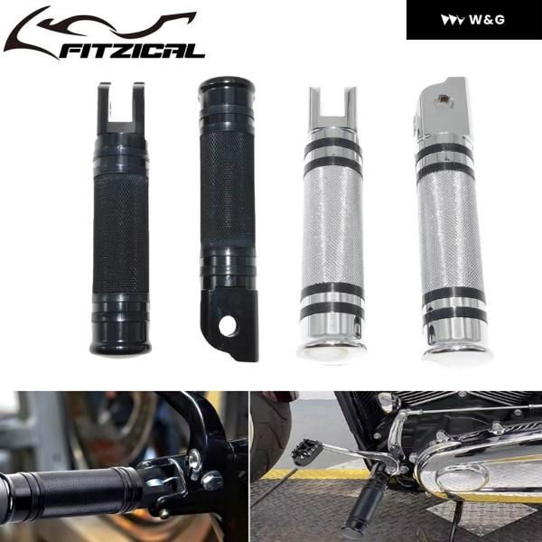 オートバイ バイク フットペグ フットレスト フロント フットペグ ブラック/クローム ハーレー ソフテイル スリム ファットボーイ ストリートボブ スポーツグライド FXDR 2018-2020 カスタム パーツ アクセサリーHign-c...